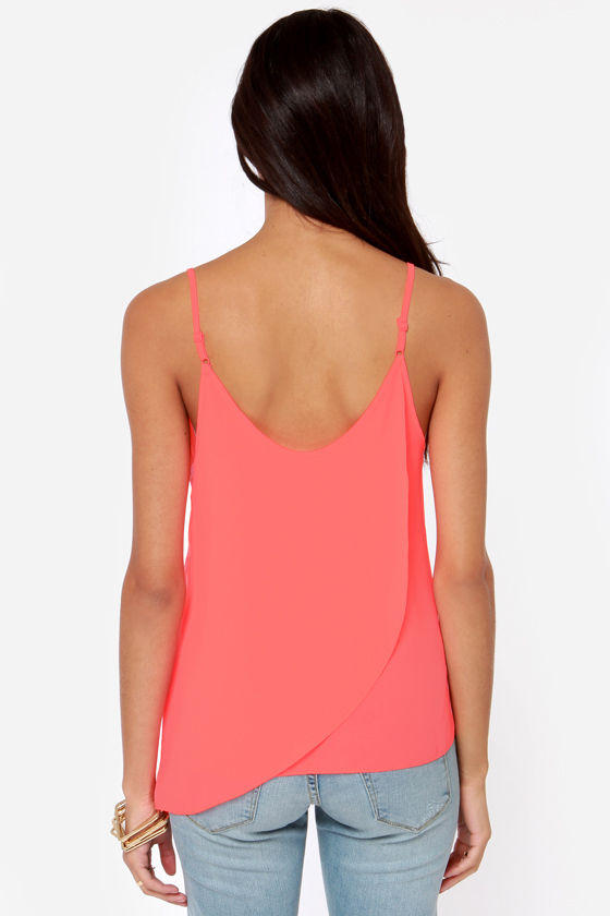 Cute Neon Coral Top - Tank Top - Camisole - Pink Top - $36.00