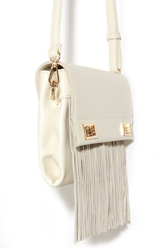 Cute Cream Purse - Fringe Purse - Vegan Leather Purse - $44.00