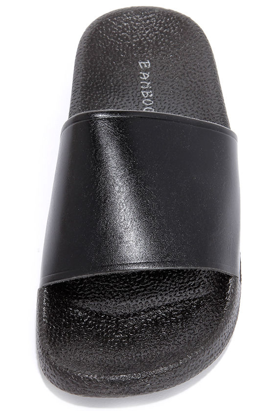 Cute Black Sandals - Slide Sandals - Flat Sandals - $12.00