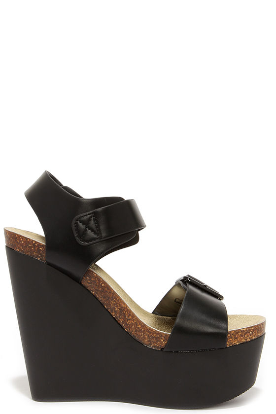 Cute Black Wedges - Platform Wedges - Wedge Sandals - $32.00