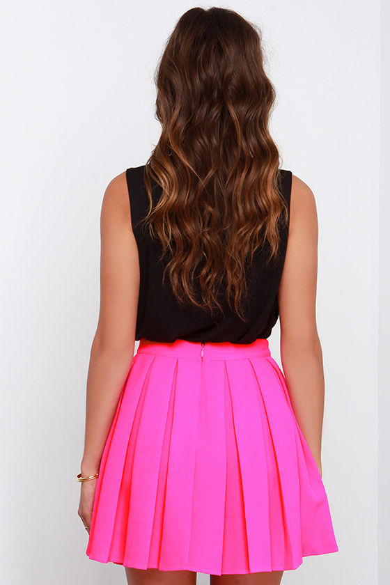 Cute Hot Pink Skirt Skater Skirt Pleated Skirt 61 00