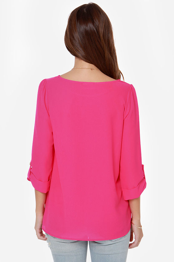 Cute Hot Pink Top - Pink Blouse - $35.00