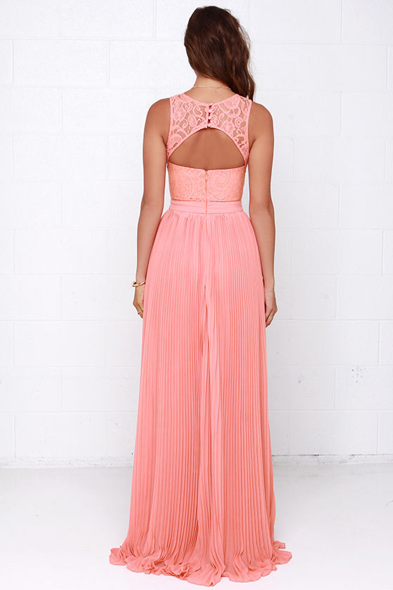 Gorgeous Peach Dress - Lace Dress - Maxi Dress - Backless Dress - $75.00