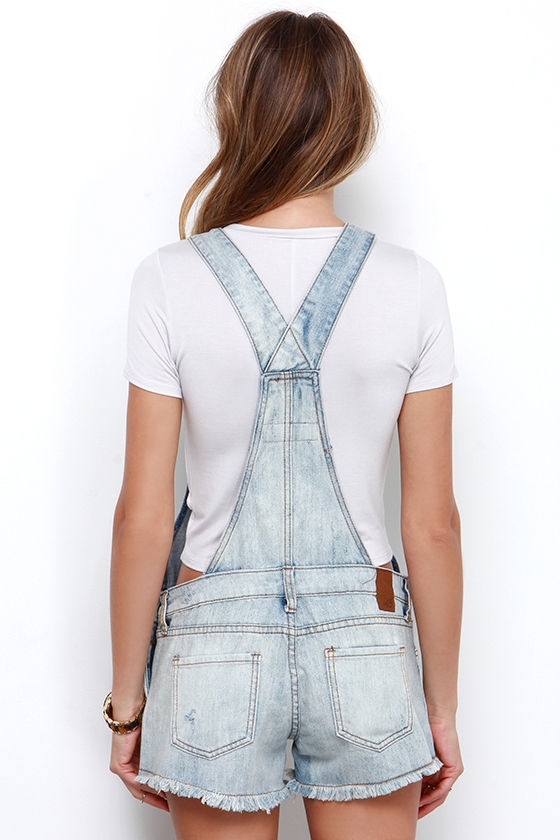 Denim Overalls - Distressed Overalls - Light Wash Overalls - $54.00