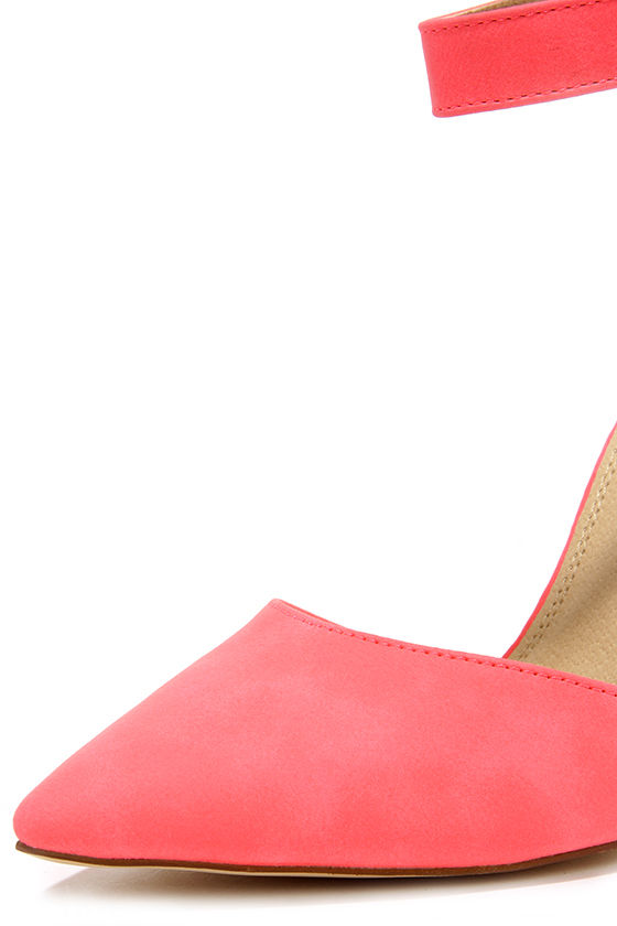 Cute Hot Pink Heels - Ankle Strap Heels - Pointed Pumps - $32.00