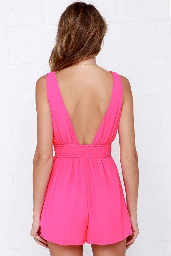Hot Pink Romper - Sleeveless Romper - $43.00