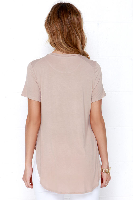 Cute Taupe Tee - T-Shirt - Taupe Top - $39.00