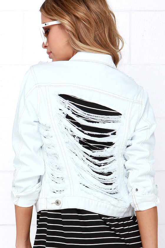 Chic White Denim Distressed Jacket - Shredded Jacket - $63.00