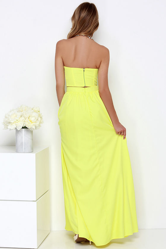 Chic Yellow Dress - Two-Piece Dress - Maxi Dress - Strapless Dress - $76.00