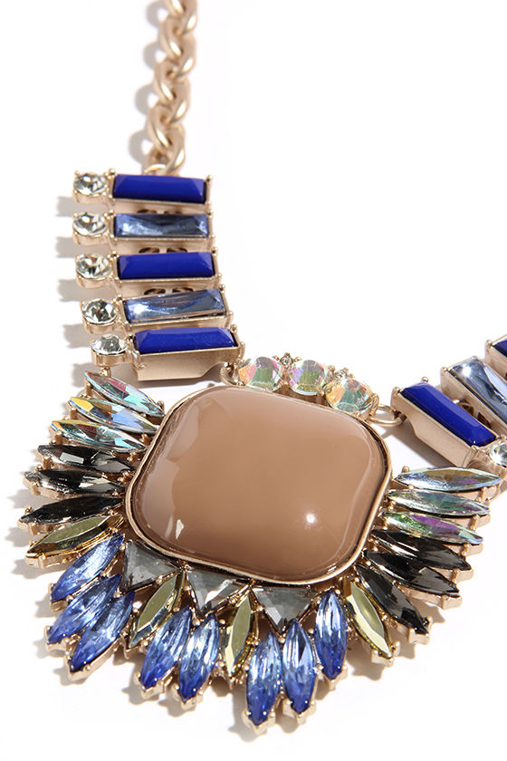 Dazzling Blue Necklace - Statement Necklace - Rhinestone Necklace - $32.00