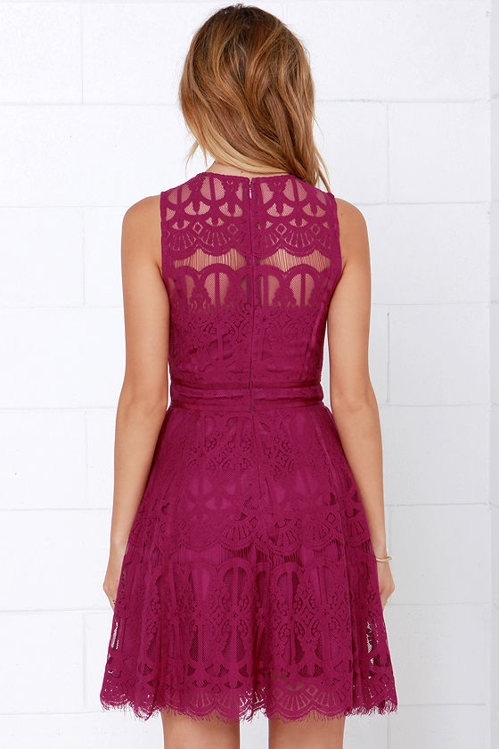 Magenta Dress - Lace Dress - $115.00