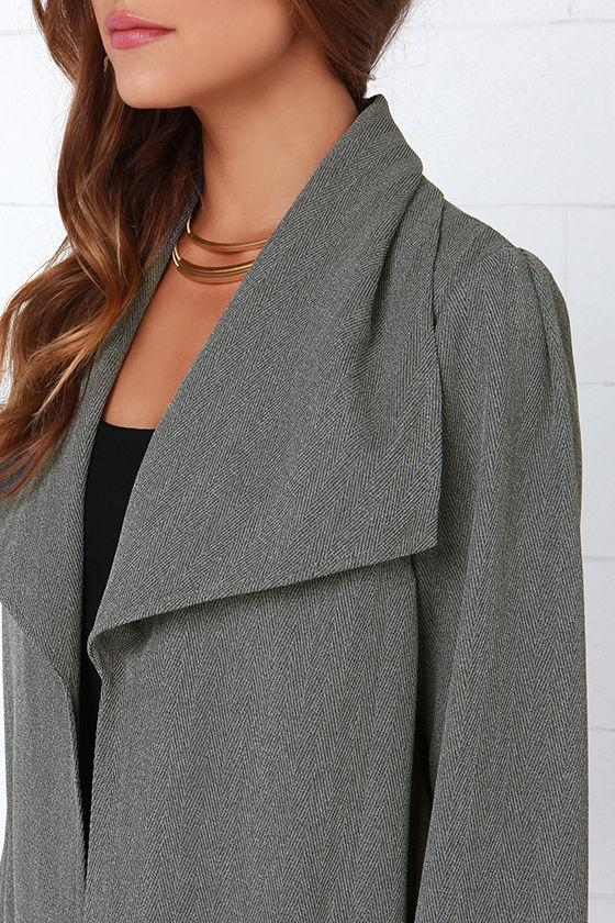 Grey Jacket - Oversized Jacket - Lightweight Coat - $68.00
