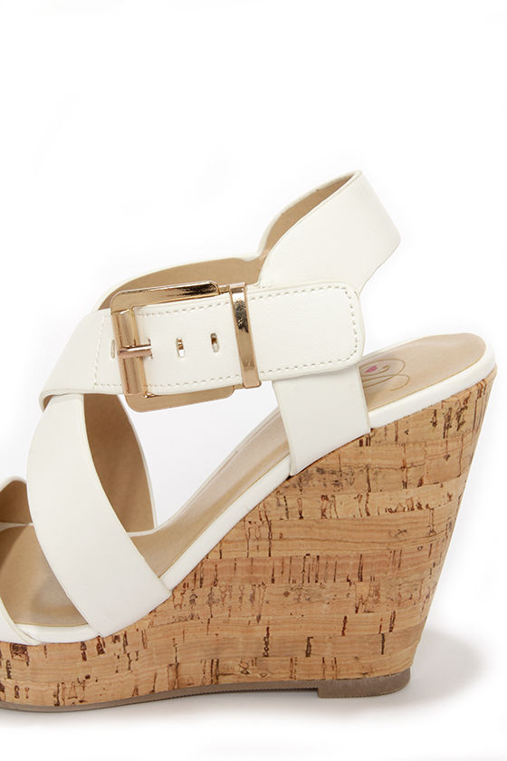 Cute White Wedges - Platform Sandals - Wedge Sandals - $24.00