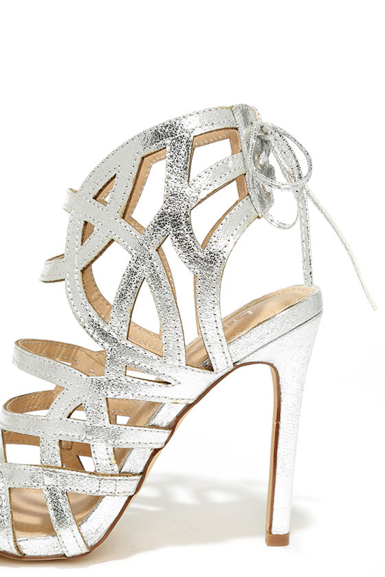 Sexy Silver Heels Metallic Heels Vegan Leather Heels 3700
