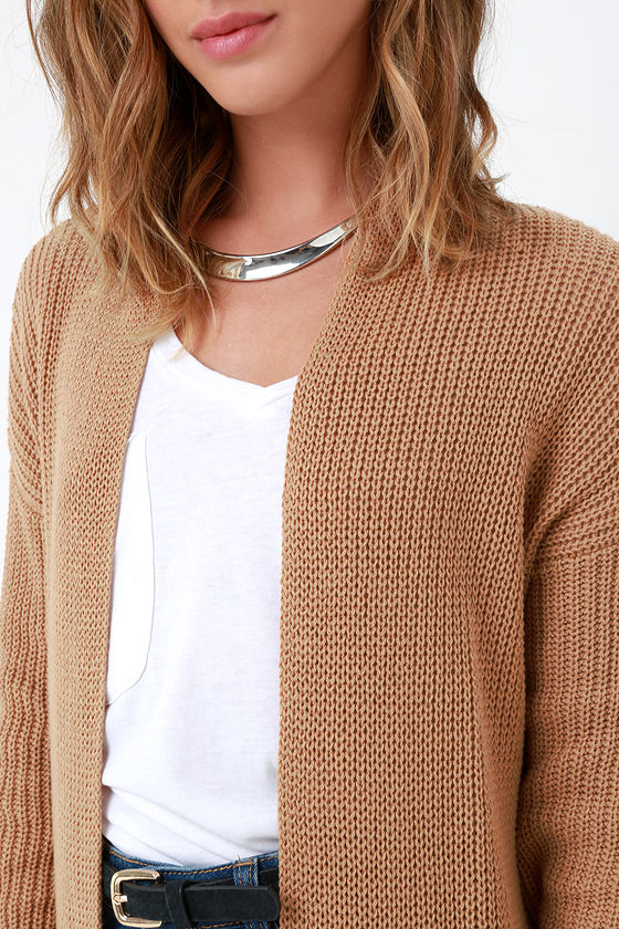 Tan Sweater - Long Sweater - Cardigan Sweater - $64.00