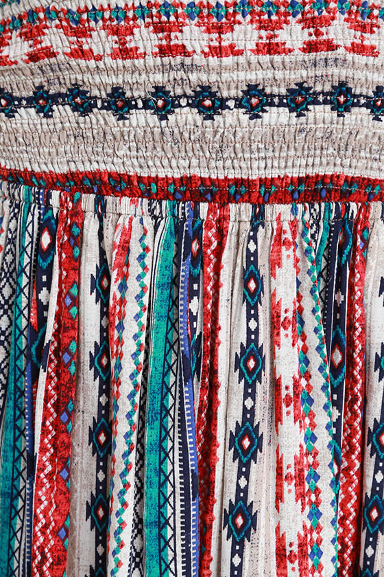 Fun Southwest Print Dress - Beige Print Dress - Halter Dress - $44.00