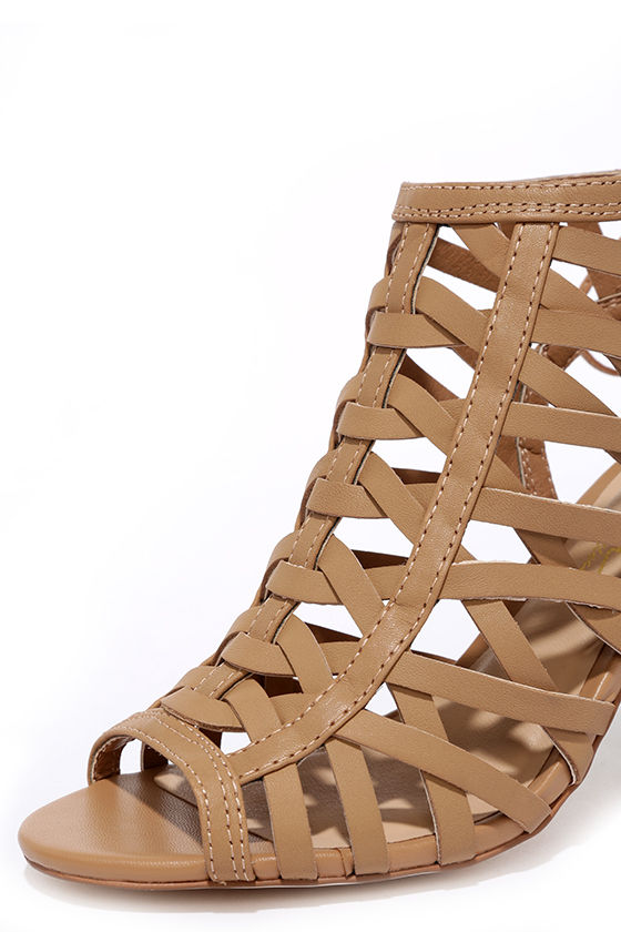 Sbicca Geovana Heels - Tan Leather Heels - High Heel Sandals - $96.00