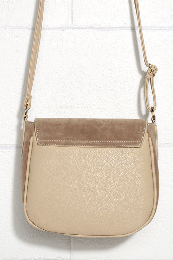 Beige Purse - Suede Purse - Crossbody Purse - $41.00