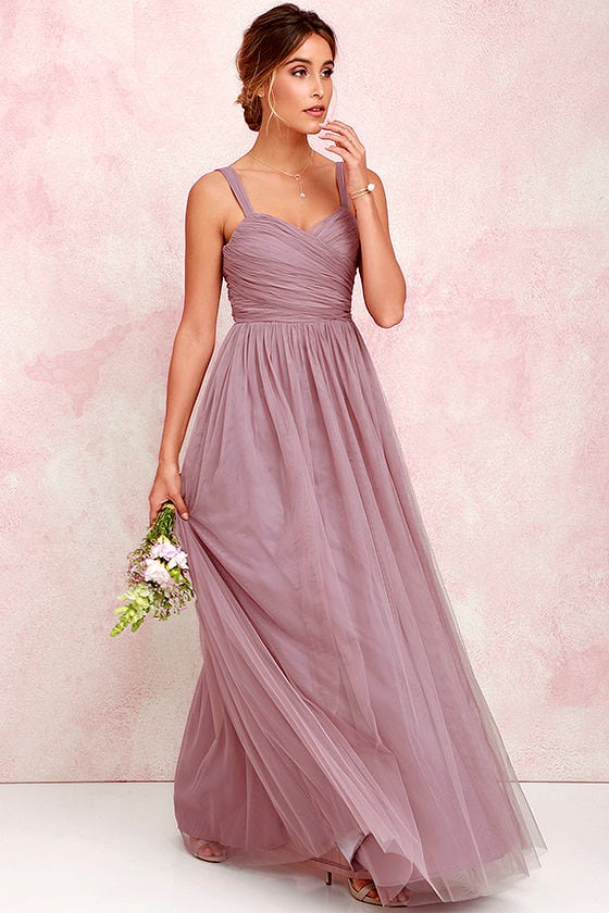 Pretty Mauve Gown Tulle Gown Bridal Gown Maxi Dress 82 00