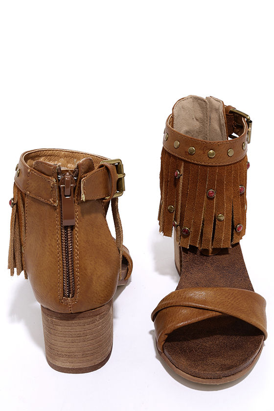 Rebels Lilith - Brown Sandals - Fringe Sandals - Studded Sandals - $89.00