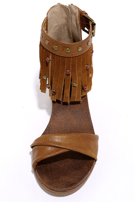Rebels Lilith - Brown Sandals - Fringe Sandals - Studded Sandals - $89.00