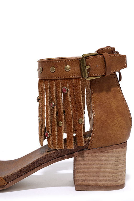 Rebels Lilith - Brown Sandals - Fringe Sandals - Studded Sandals - $89.00