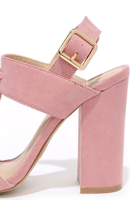 Stylish Mauve Heels - Vegan Suede Heels - Tassel Heels - $43.00