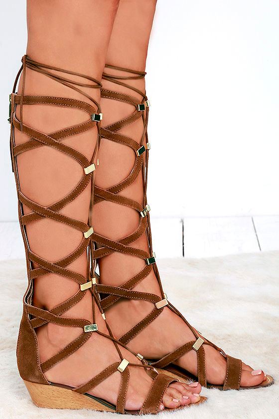 Cute Tan Gladiators - Tall Gladiators - Wedges - $103.00