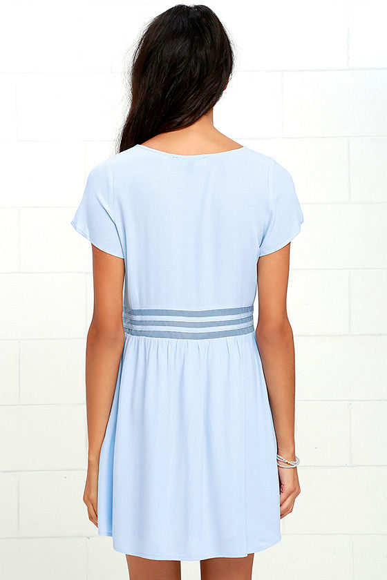 Cute Periwinkle Dress - Mesh Dress - Short Sleeve Dress - $50.00