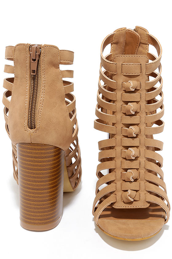 Caged Heels - Pee-Toe Heels - Camel Heels - $40.00
