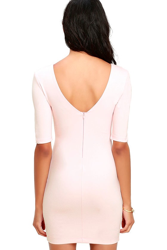 Bodycon Dress Light Pink Dress Short Sleeve Dress 4200