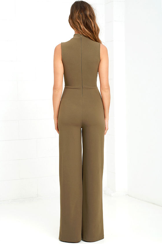 Chic Olive Green Jumpsuit - Sleeveless Jumpsuit - Cutout Jumpsuit - $49.00