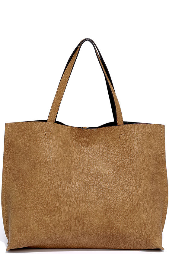 Chic Tan Tote - Black and Tan Tote - Reversible Tote - $53.00