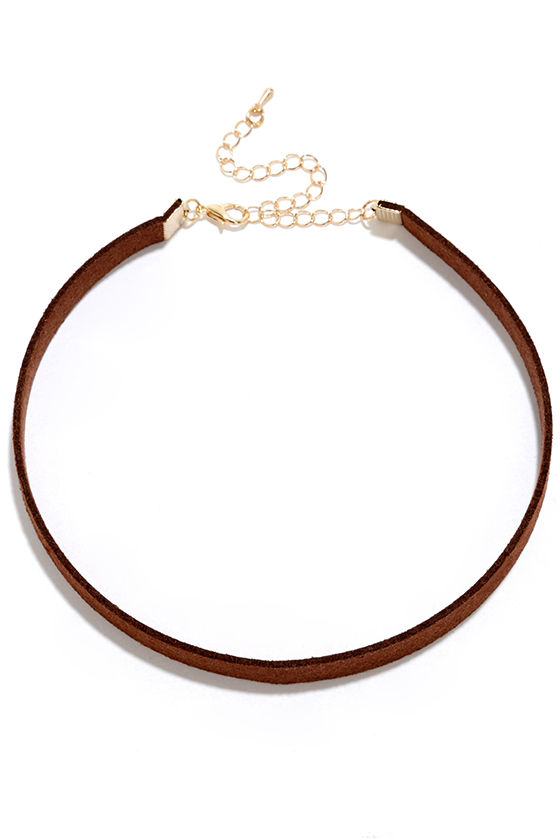 Chic Brown Choker - Vegan Suede Choker - $10.00