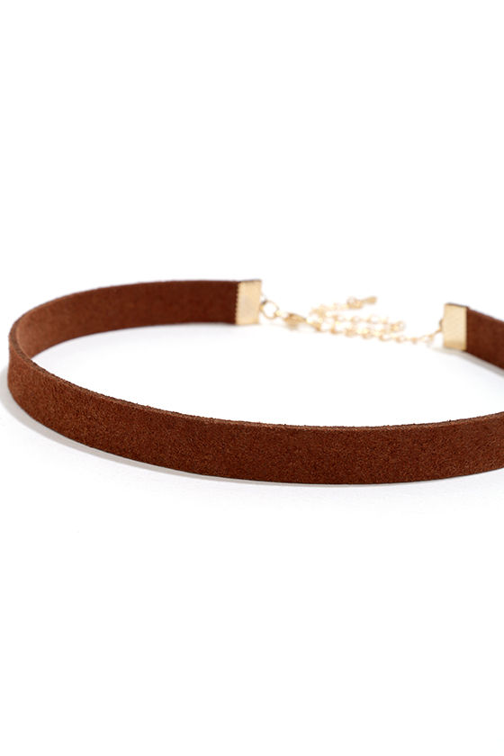 Chic Brown Choker - Vegan Suede Choker - $10.00
