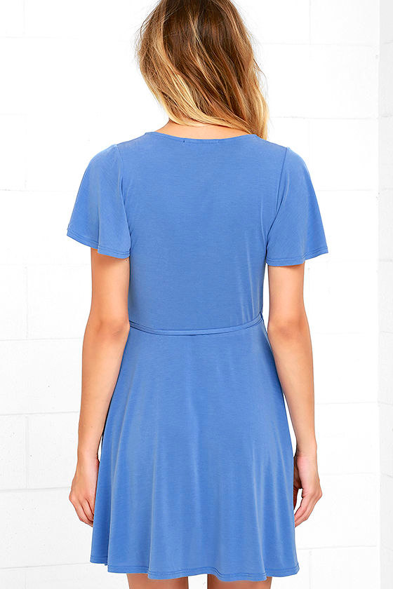 Sexy Wrap Dress - Periwinkle Blue Dress - Fit-and-Flare Dress - $49.00