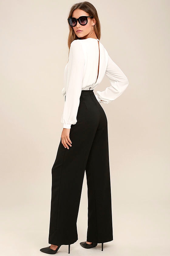 Sexy Black And White Jumpsuit Wide Leg Jumpsuit 76 00