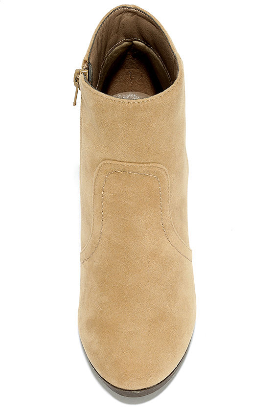 Cute Beige Booties - Vegan Suede Booties - Ankle Booties - $27.00