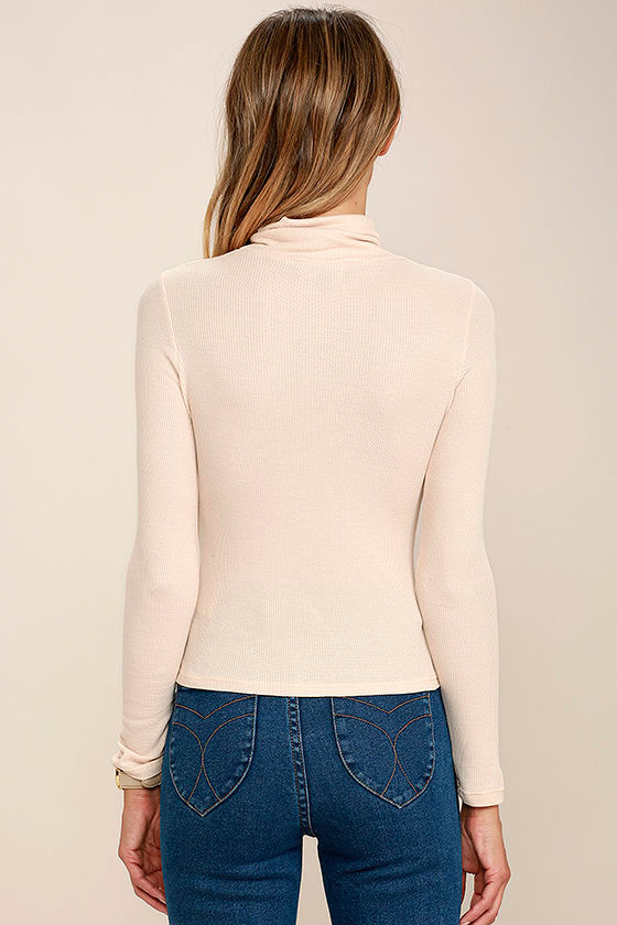 Cute Turtleneck Top Blush Pink Top Long Sleeve Top Thermal Top