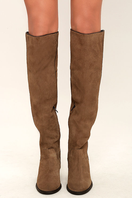 Mia Nigel Boots - Taupe Suede Leather Boots - Knee High Boots - $159.00