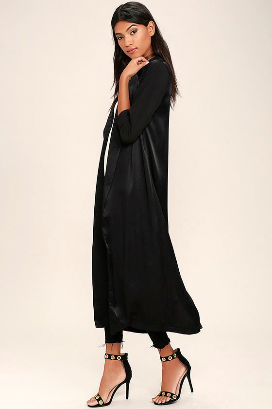 Chic Black Duster - Duster Coat - Duster Jacket - Satin Duster- $84.00