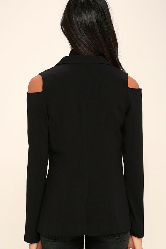 Chic Black Blazer - Cold-Shoulder Blazer - Black Jacket - $48.00
