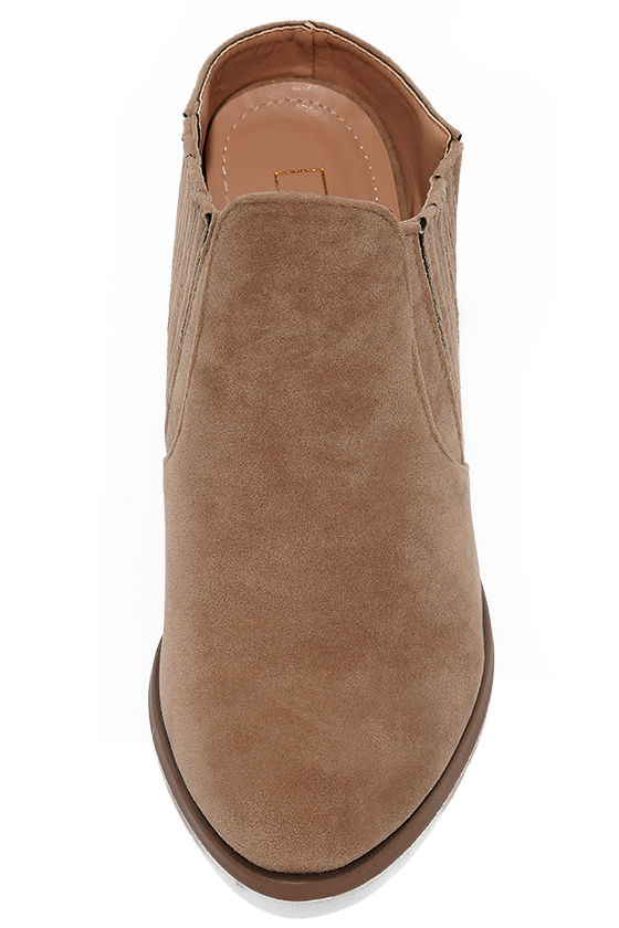 Cute Beige Mules - High Heel Mules - Vegan Suede Mules - $32.00