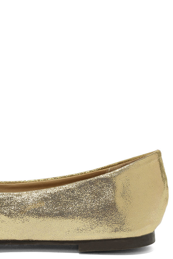 Chic Gold Flats - Pointed Flats - Vegan Leather Flats - $18.00