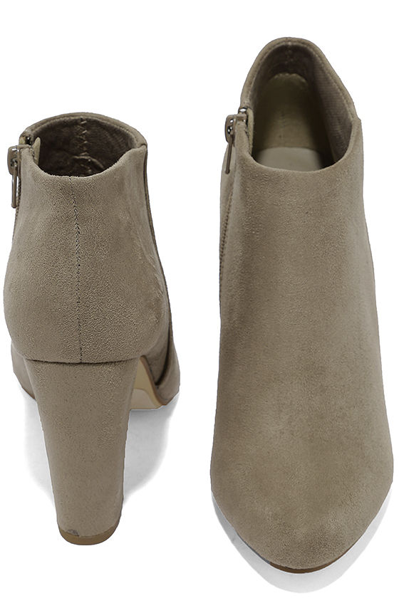 Cute Taupe Booties - Vegan Suede Booties - Ankle Booties - $30.00