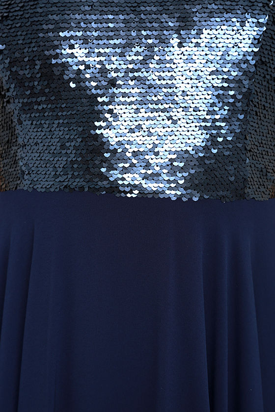 Lovely Navy Blue Dress Sequin Dress Maxi Dress 89 00