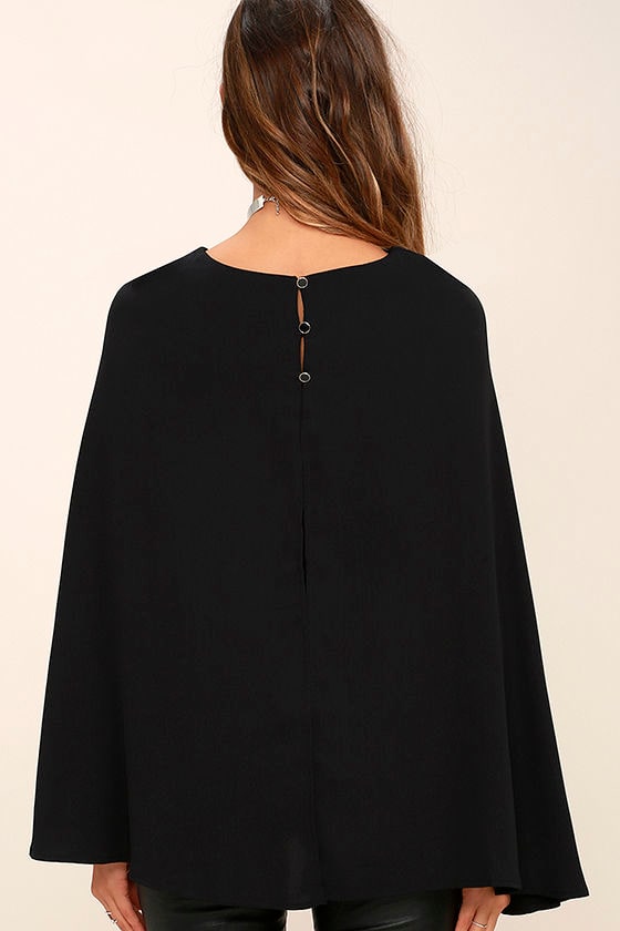 Chic Black Top - Cape Top - Blouse - Cape Sleeve Top - $52.00