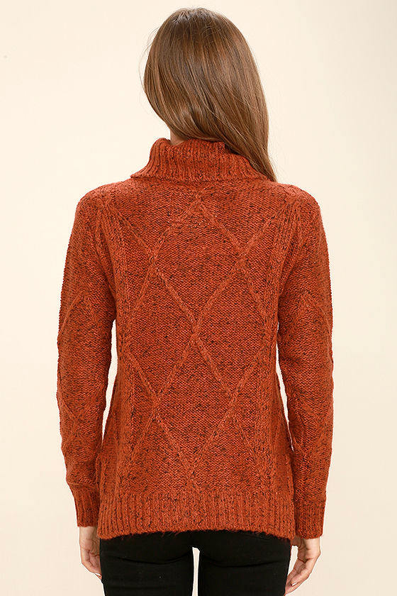 Element York Sweater - Rust Orange Sweater - Turtleneck Sweater - $65.00