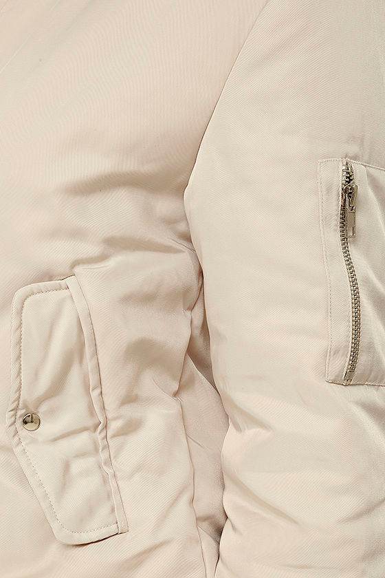 Cool Beige Jacket - Puffer Bomber - Bomber Jacket - $62.00