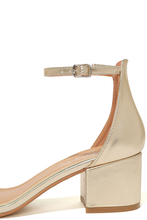Cute Gold Heels - Single Sole Heels - Ankle Strap Heels - $29.00